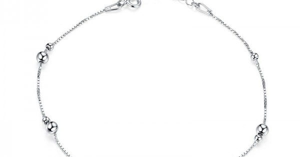 Bratara argint de picior cu bilute